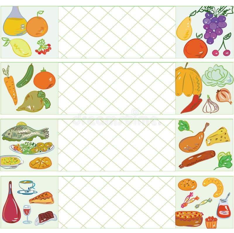 Cooking Banners with Different Food Stock Vector - Illustration of cafe ...