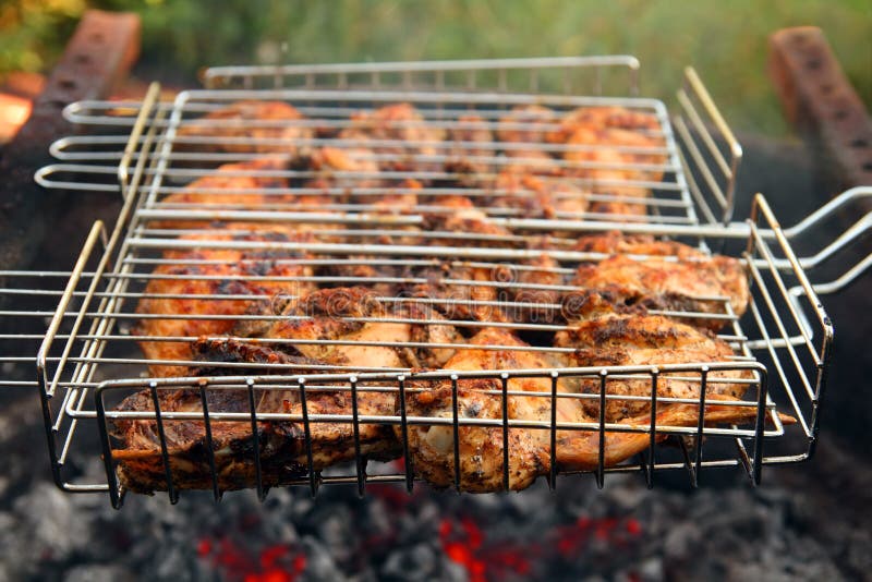 Cooking Barbecue on Grill Close-up Stock Image - Image of spice, smoke ...