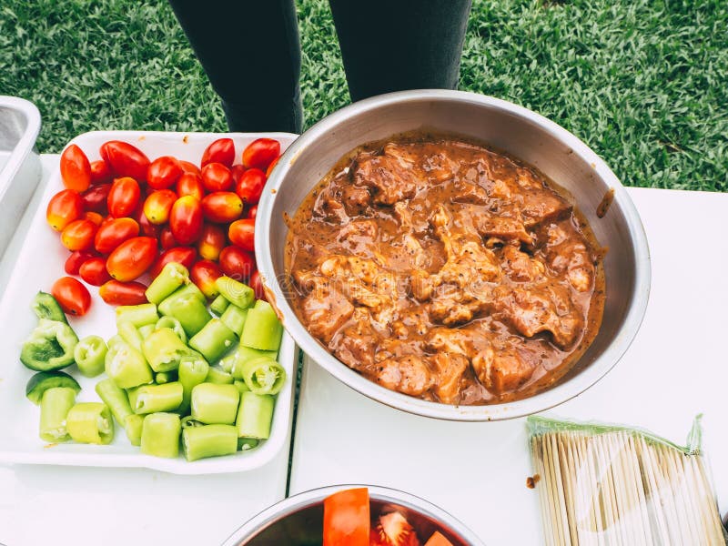 Cooking Barbeque in the Garden. Stock Photo - Image of food, cooked ...
