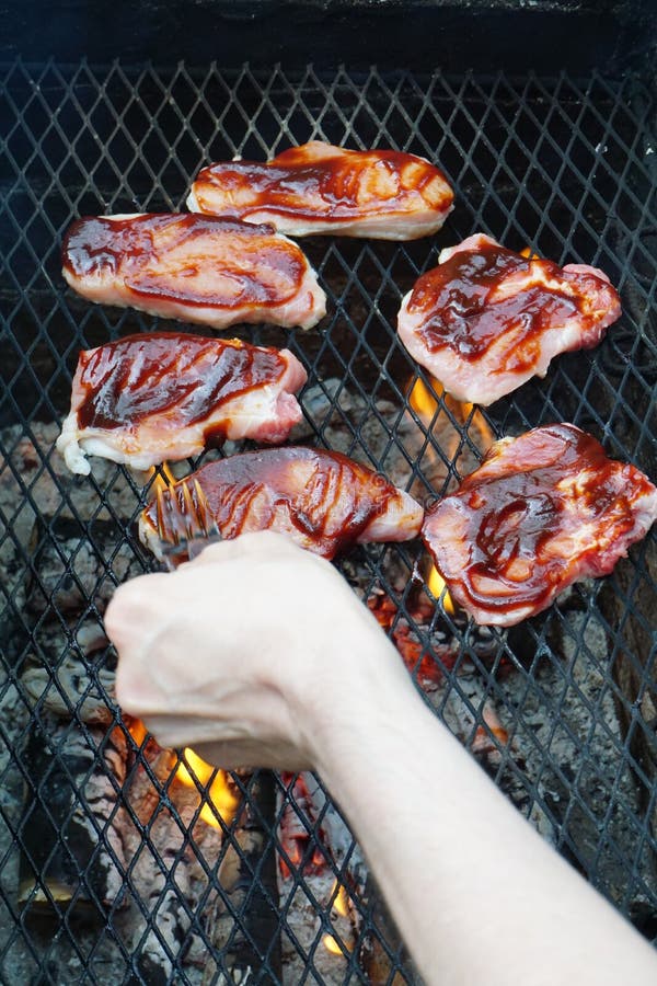 Cooking barbecue meat stock image. Image of roast, cooking - 57327195