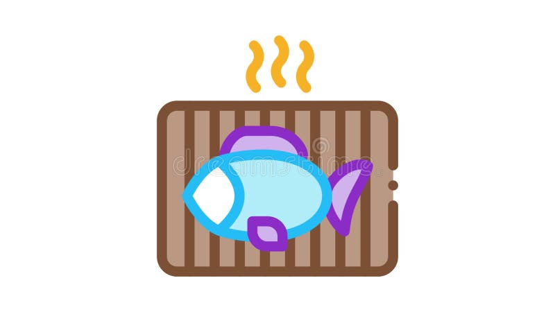 Cooking Bbq Fish Icon Animation Stock Video - Video of heat, item ...