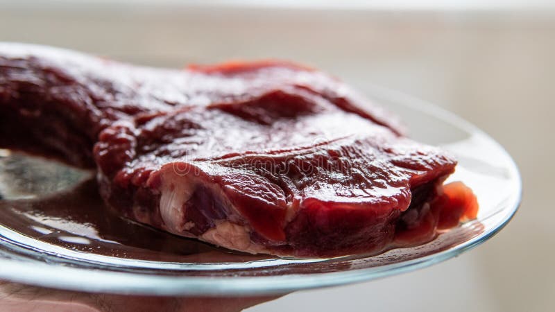 Cooking Beef Meat Process in Details. Macro Photo of Meat Texture Stock ...