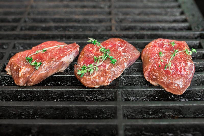 Cooking Beef Steak on the Grill. Stock Image - Image of beef, isolated ...
