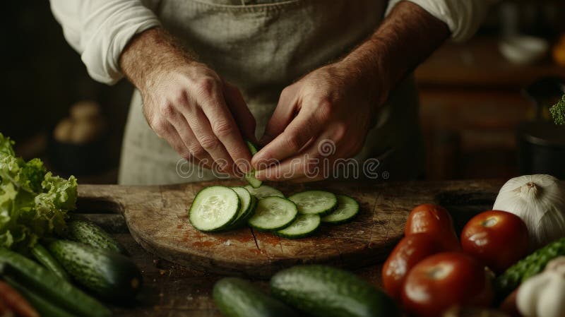 Cooking is Being Done on a Cutting Board in the Middle of a Man. Stock ...
