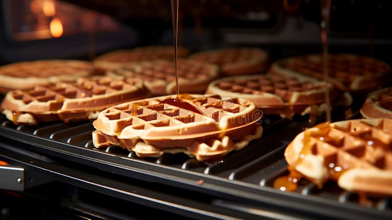 Cooking Belgian Waffles in the Oven. Stock Photo - Image of hash, oven ...
