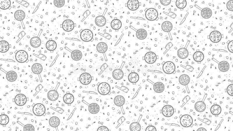 Cooking Black and White Seamless Vector Pattern Stock Vector ...
