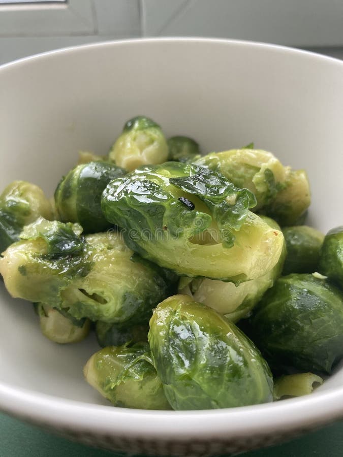 Cooking Boiled and Roasted Brussels Sprouts Stock Image - Image of ...
