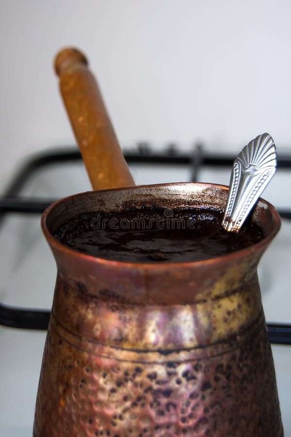 Cooking/boiling Coffee on the White Gas-stove. Stock Image - Image of ...