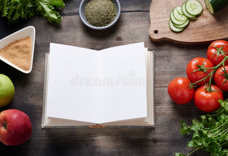 Cooking Book on Wooden Table Stock Photo - Image of kitchen, wood: 59817188