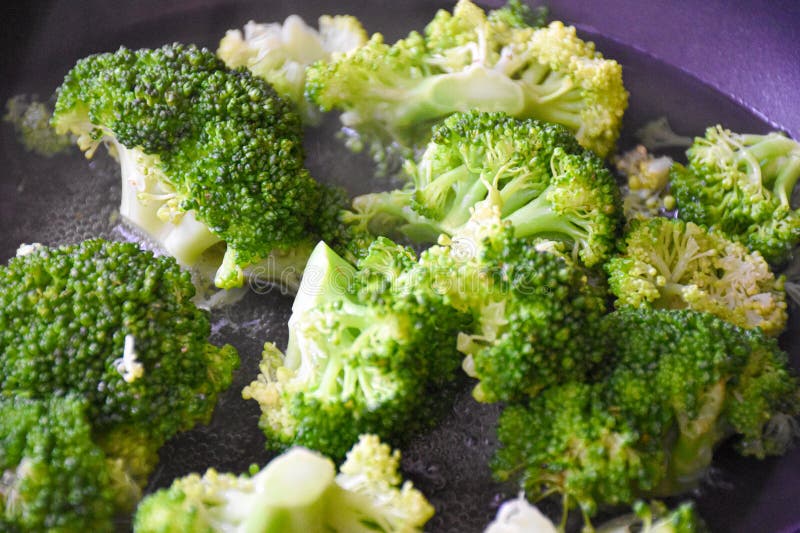 Cooking Broccoli in Steaming Water in a Pan Stock Photo - Image of herb ...