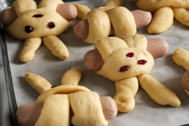 Cooking Buns in the Shape of Rabbits, Step by Step Process, Buns are ...