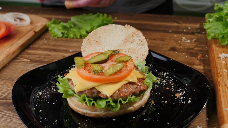 Cooking Burgers. the Process of Making Home-burger Stock Photo - Image ...