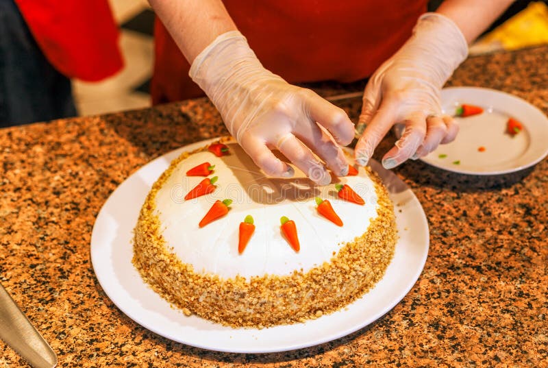 Cooking Cake Decorating in Open Kitchen Stock Image - Image of layer ...