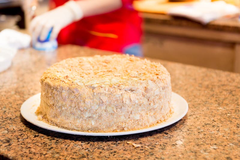 Cooking Cake Decorating in Open Kitchen Stock Image - Image of cream ...