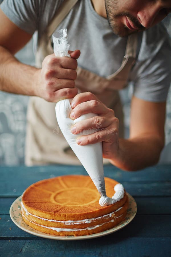 Cooking cake stock image. Image of cream, cooking, pastry - 82877501