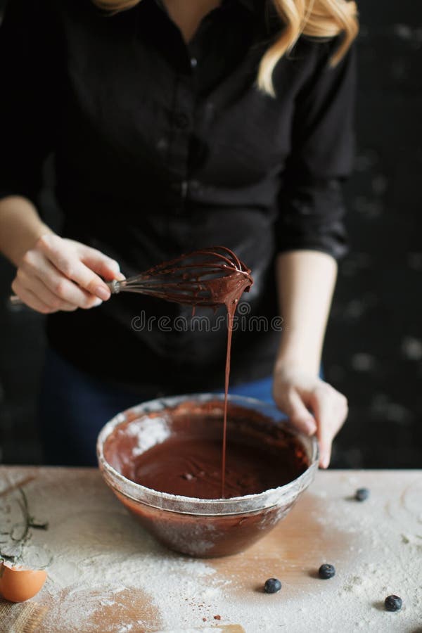 Cooking Cake on the Table and Baking Cake Ingredients Stock Image ...