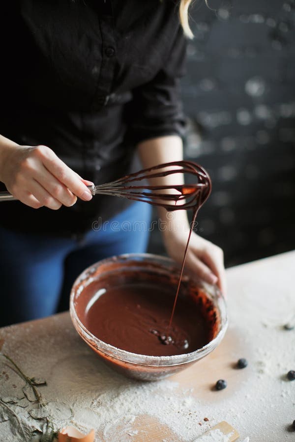 Cooking Cake on the Table and Baking Cake Ingredients Stock Photo ...