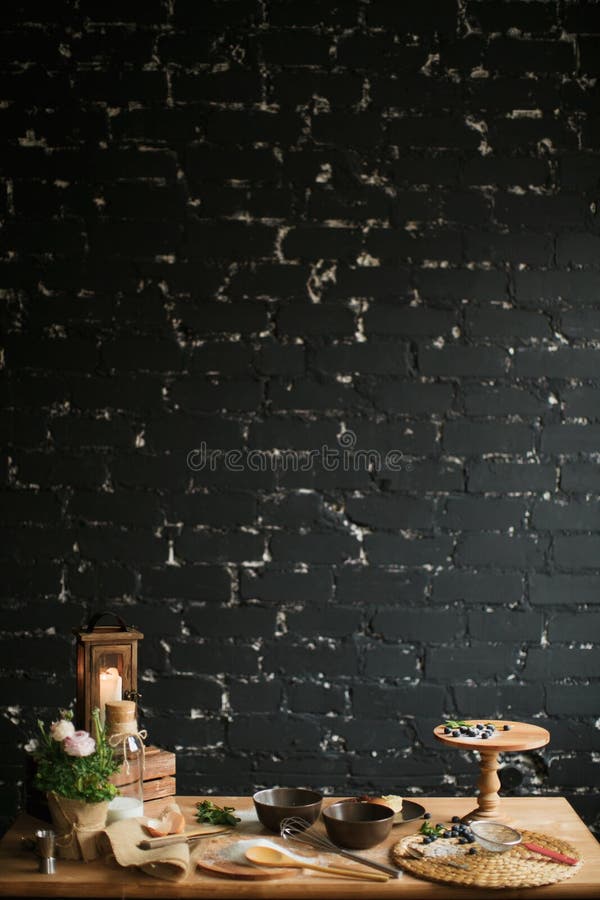 Cooking Cake on the Table and Baking Cake Ingredients Stock Image ...