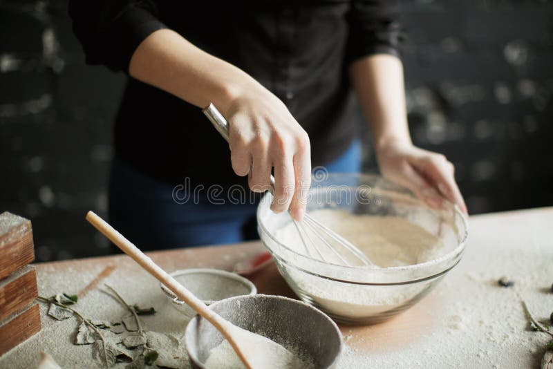 Cooking Cake on the Table and Baking Cake Ingredients Stock Image ...