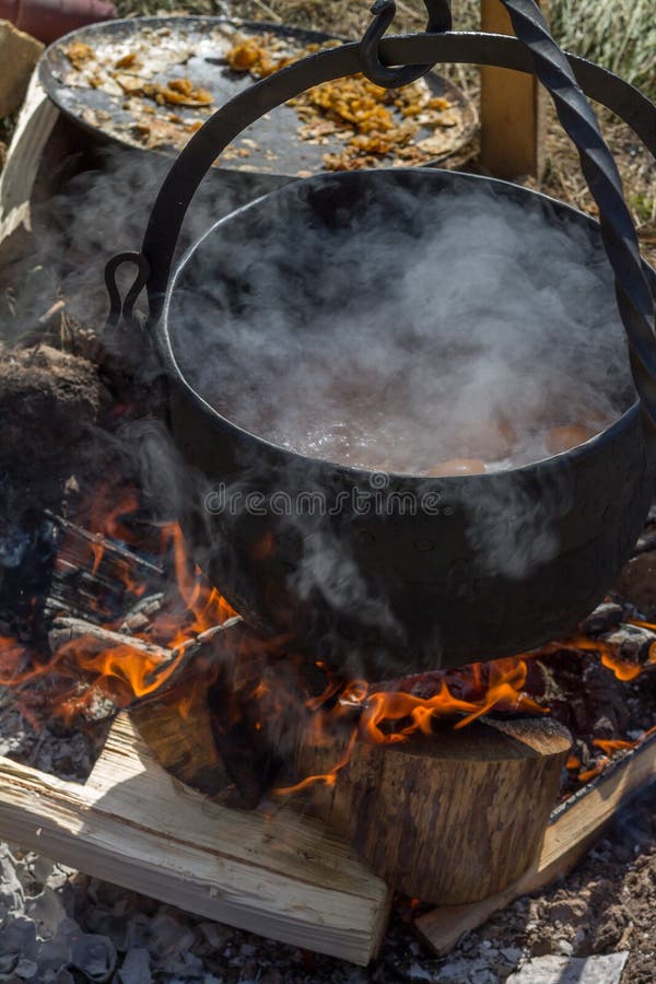 Cooking In The Camp On Open Air Stock Photo - Image of event, fireplace ...