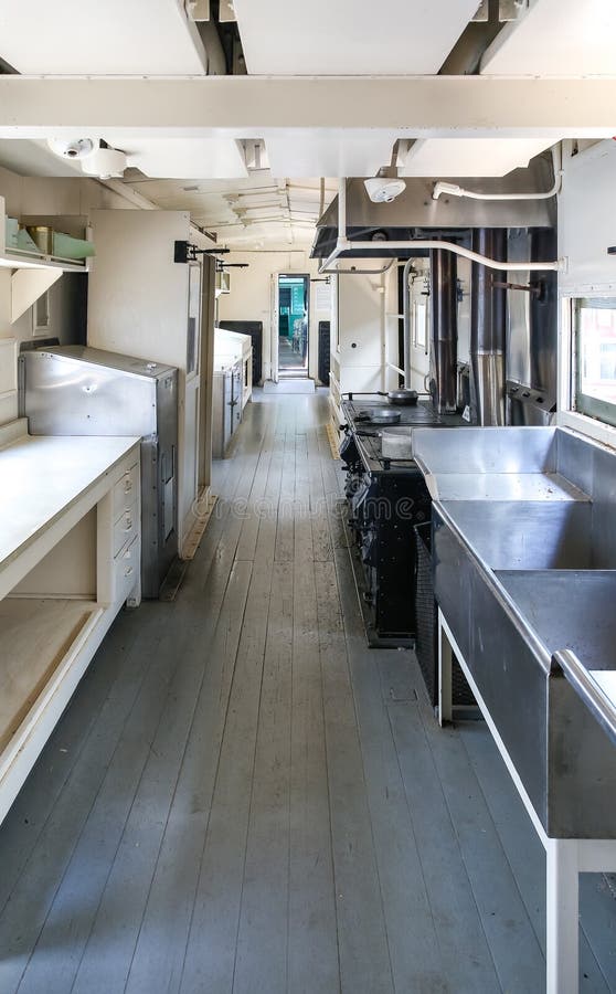 Cooking Car in an Old Train Stock Photo - Image of interior, carriage ...