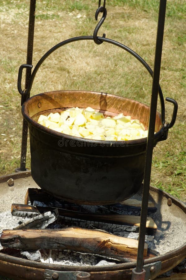 Cooking in Cauldron Over the Fire Stock Photo - Image of food, boil ...