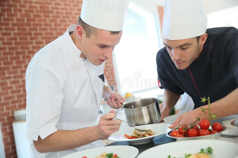 Cooking Chef Giving Students Cooking Skills Stock Image - Image of ...