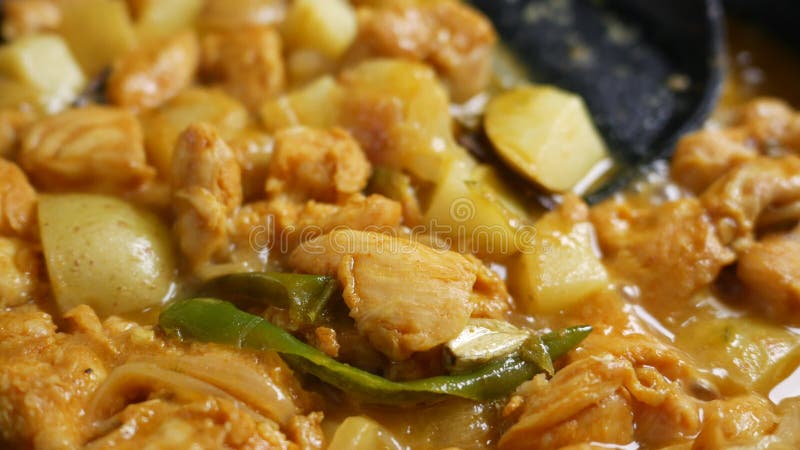 Cooking Chicken Curry in a Cooking Pan Stock Footage - Video of healthy ...