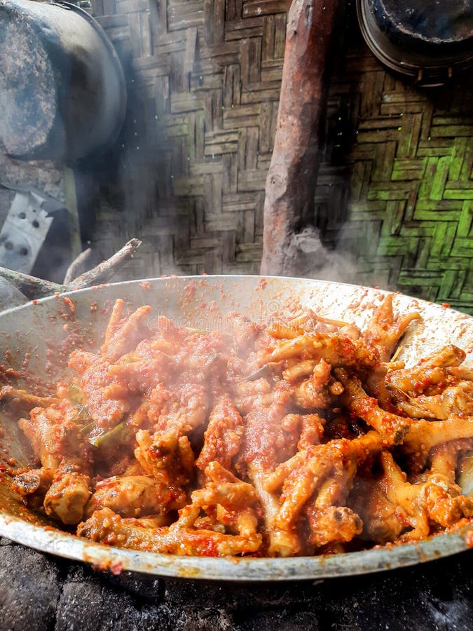 Cooking Chicken Leg in Traditional Stove Stock Image - Image of ...