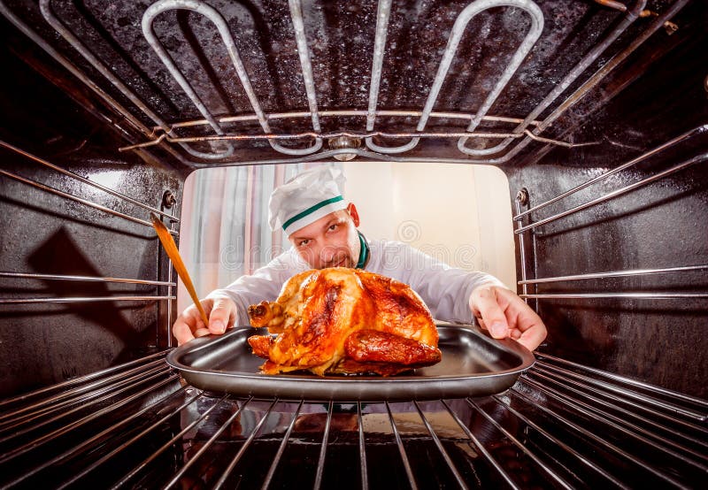 Cooking Chicken in the Oven. Stock Image - Image of barbecue, duck ...