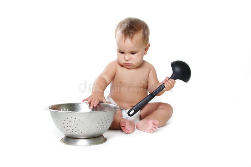 Cooking Child Baby Over White Stock Photo - Image of meal, baby: 26651850
