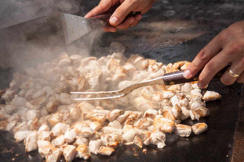 Cooking Chopped Chicken stock photo. Image of meal, grilling - 27457682