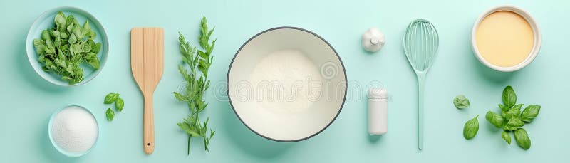 Cooking Class Flat Design Top View Chef 3D Render Colored Pastel Stock ...