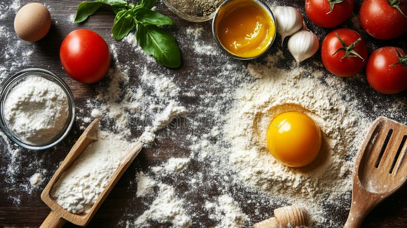 Cooking Class with Ingredients on the Counter.. Stock Photo - Image of ...