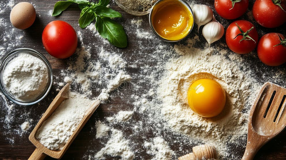 Cooking Class with Ingredients on the Counter.. Stock Photo - Image of ...