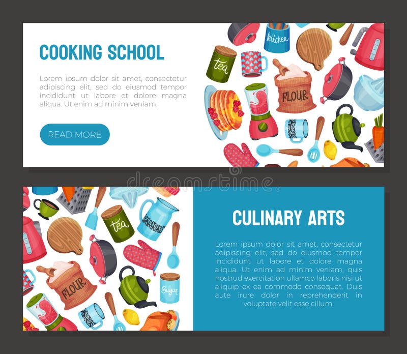 Cooking Class and Kitchen Utensil Banner Design Vector Template Stock ...