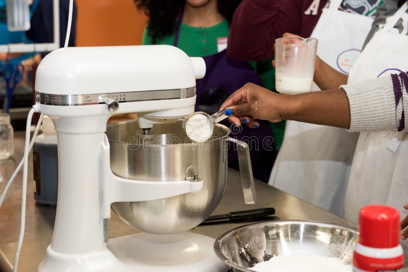 Cooking Class - Measuring Ingredients Stock Image - Image of bowl ...