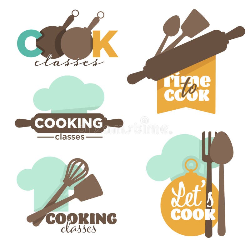 Cooking Classes or School, Kitchenware and Cutlery Isolated Icons Stock ...