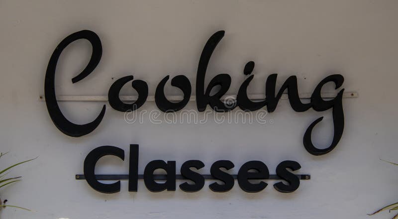 A Cooking Classes Sign stock image. Image of peruvian - 146949525