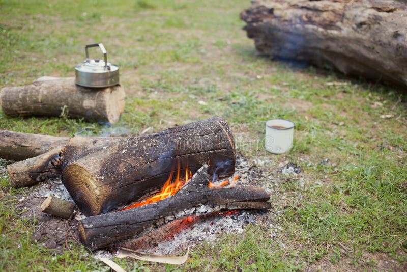 Cooking Coffee Over an Open Fire. Stock Image - Image of food, firewood ...