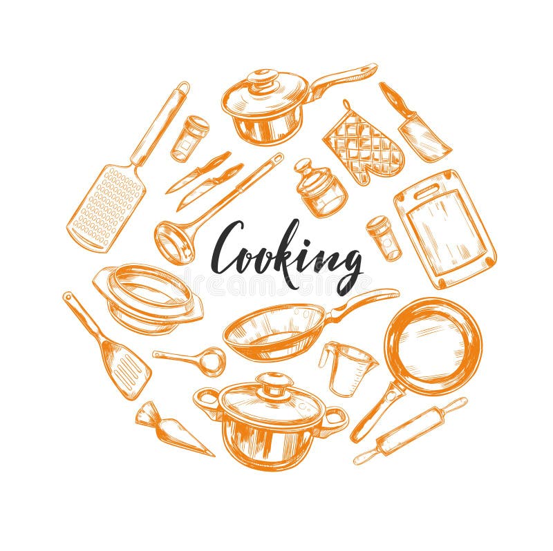 Cooking Concept. Kitchen Tools 1 Stock Vector - Illustration of poster ...