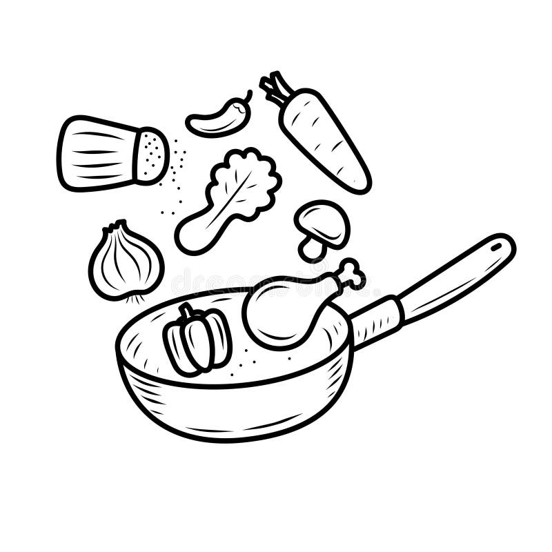 Cooking Concept Vector Illustration with Doodle Drawing Style Stock ...