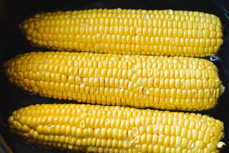 Cooking Corn in a Pan in the Kitchen Stock Image - Image of agriculture ...
