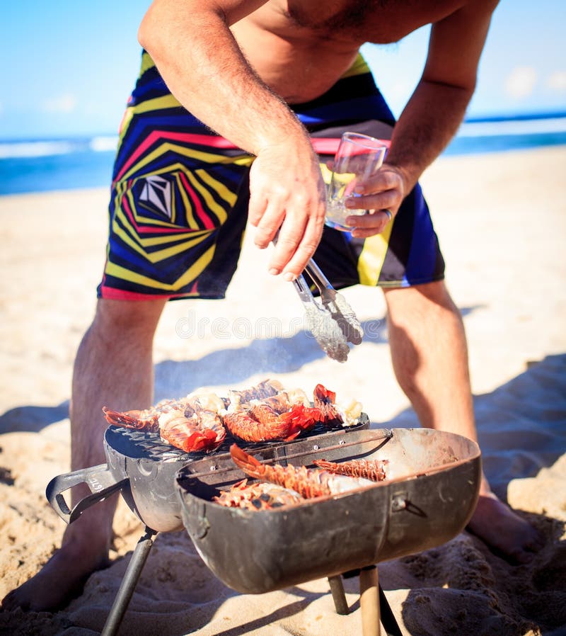 Cooking Crayfish on the Beach Stock Image - Image of smoke, fresh: 75623573