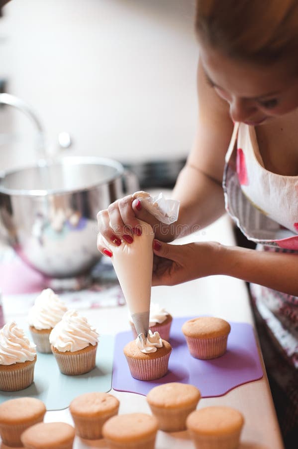 Cooking cupcakes stock photo. Image of cake, finish, holding - 77394144