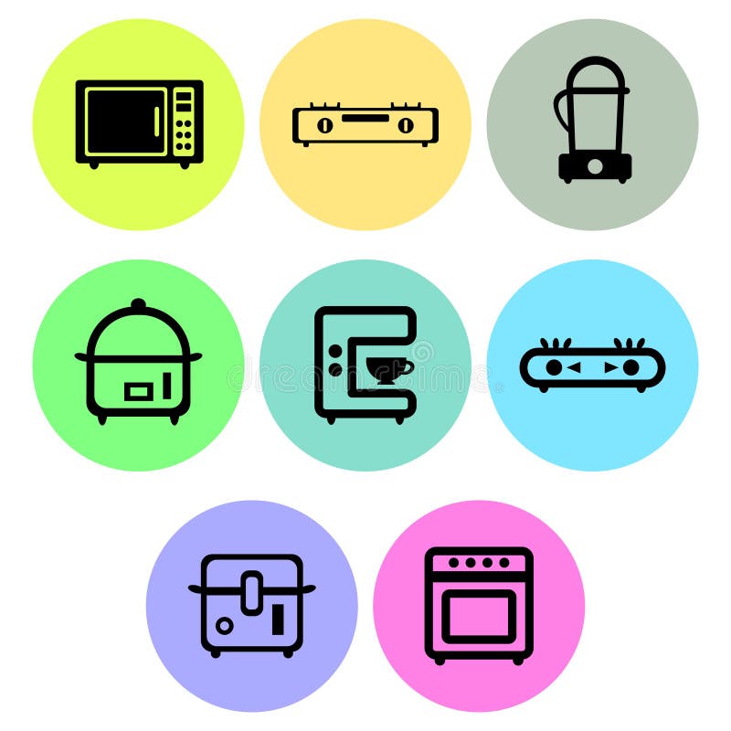 Cooking Devices Icon Designs Stock Illustration - Illustration of oven ...