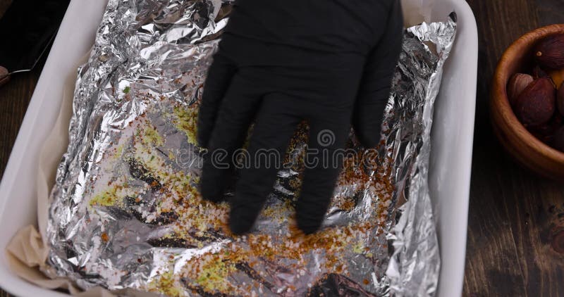 Salt Poured on Foil during Cooking Stock Video - Video of detail ...