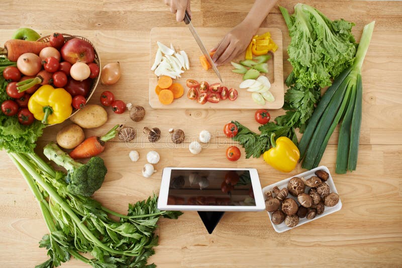 Cooking dish stock image. Image of woman, greens, recipe - 62835349