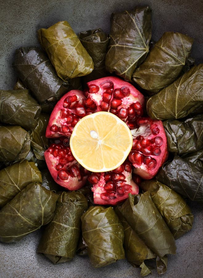 Cooking Dolma with Meat, Pomegranate and Lemon Stock Image - Image of ...