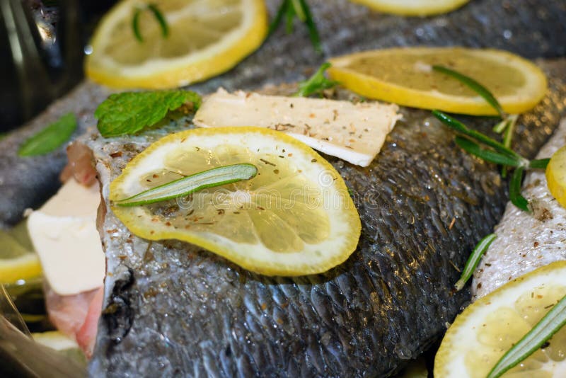 Cooking Dorado fish stock photo. Image of mediterranean - 90324236